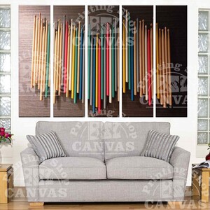 Music Wall Art Large Decor Print Color Drumstick Poster Set | Etsy