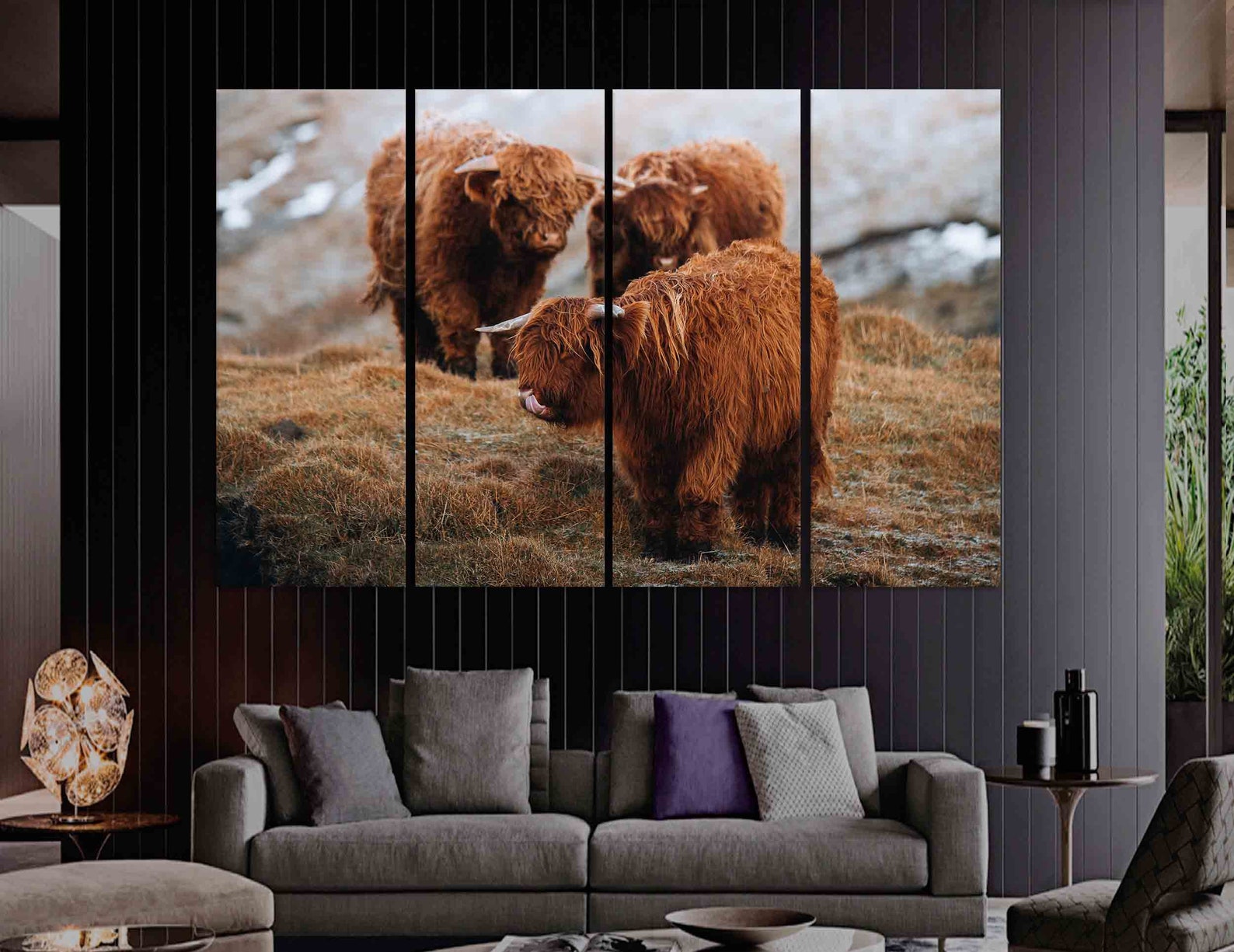 Cow Canvas Cow Print Scottish Highland Cattle Farm Animal - Etsy
