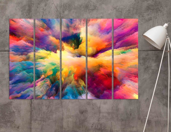 Colorful Abstract Clouds Wall Art Bight Print Colors Large | Etsy