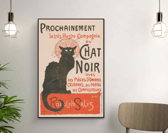 Bar Chat Noir Black Cat France French Vintage Poster Repro on Matte ...