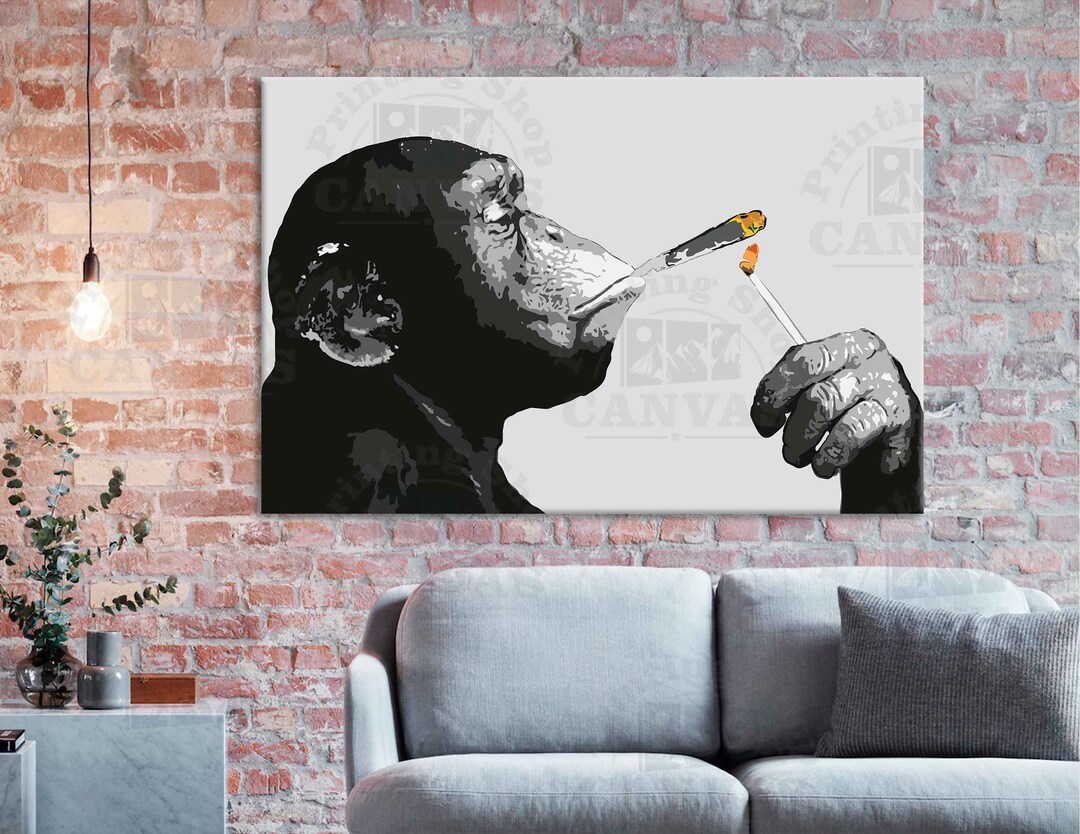 Graffitit Monkey Chimp Smoking With a Cigarette Street Graffiti Modern ...