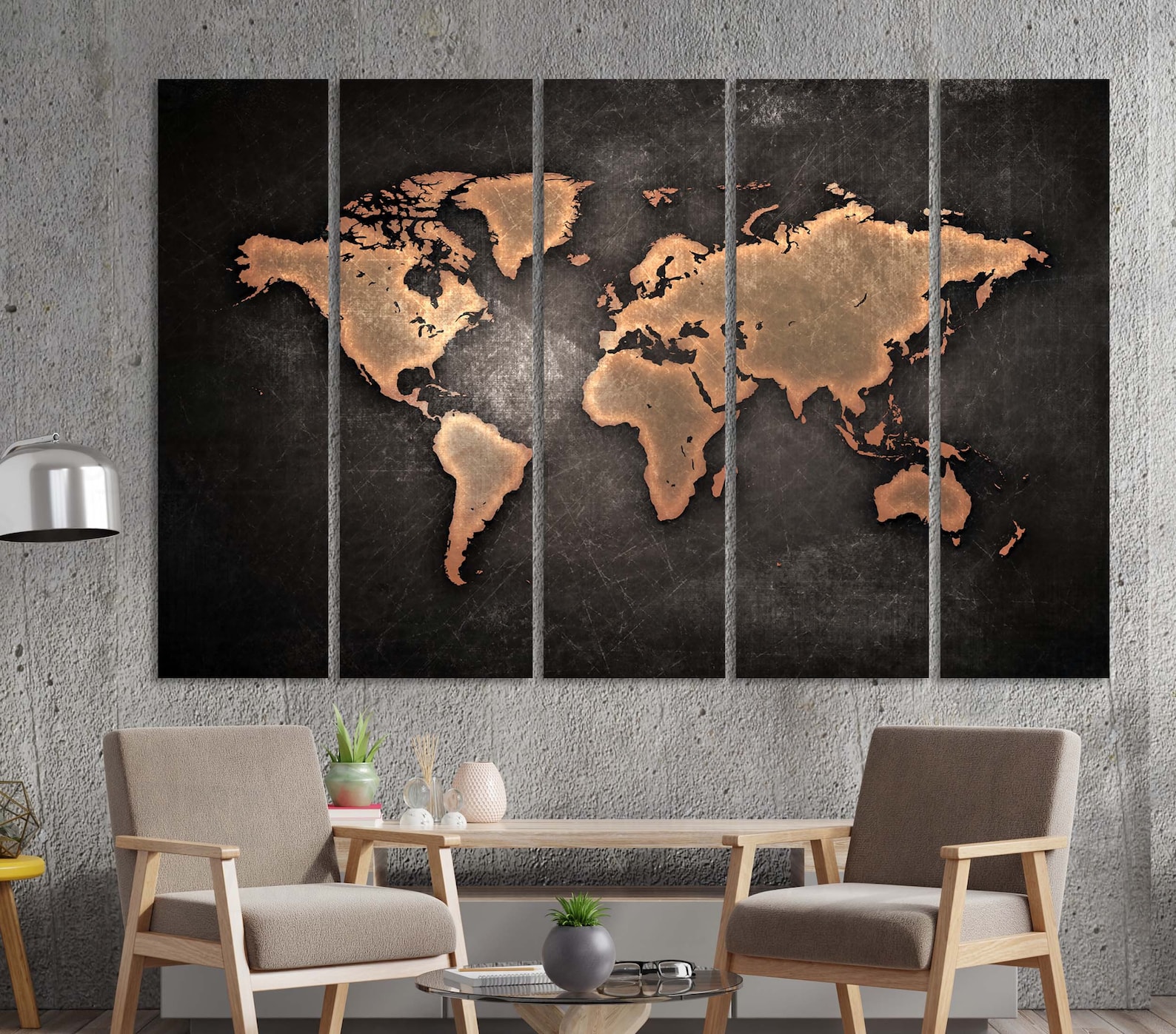 Map Canvas Bronze Black World Map Canvas Interior Design Decoration ...