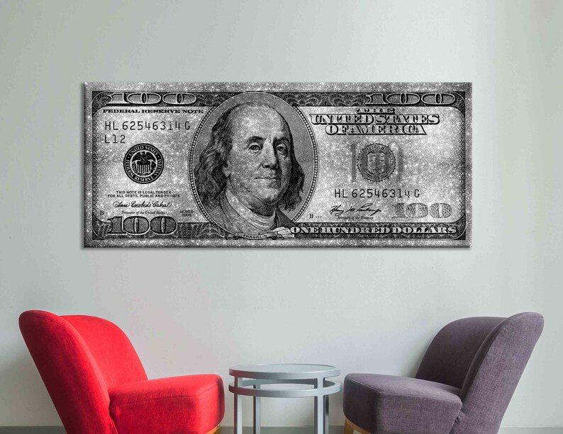 100 Dollars Bill Canvas Print Wall Art Classic 100 American - Etsy