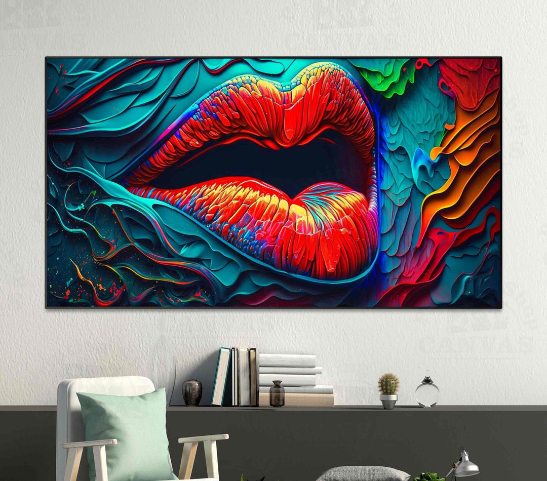 Red Lips Art Print Fashion Wall Decor Red Hot Lips Wall Art Pop Art ...