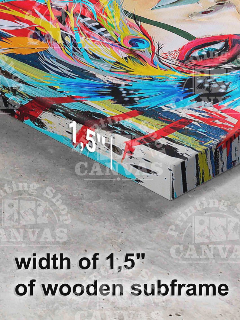 American Indian Colorful Print Native American Woman Canvas | Etsy