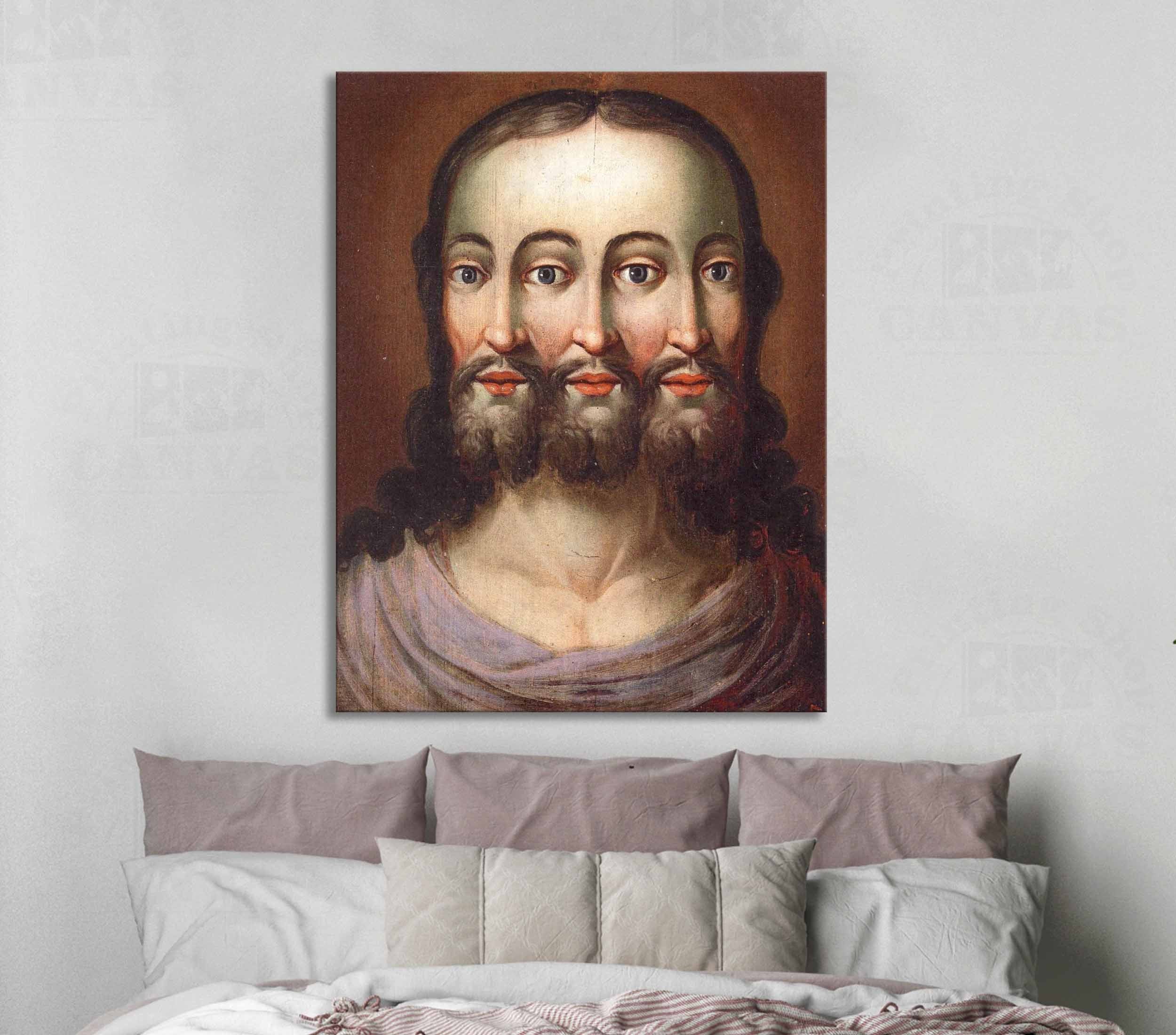 Three Faced Jesus Canvas Art Print Triple Jesus Christ - Etsy