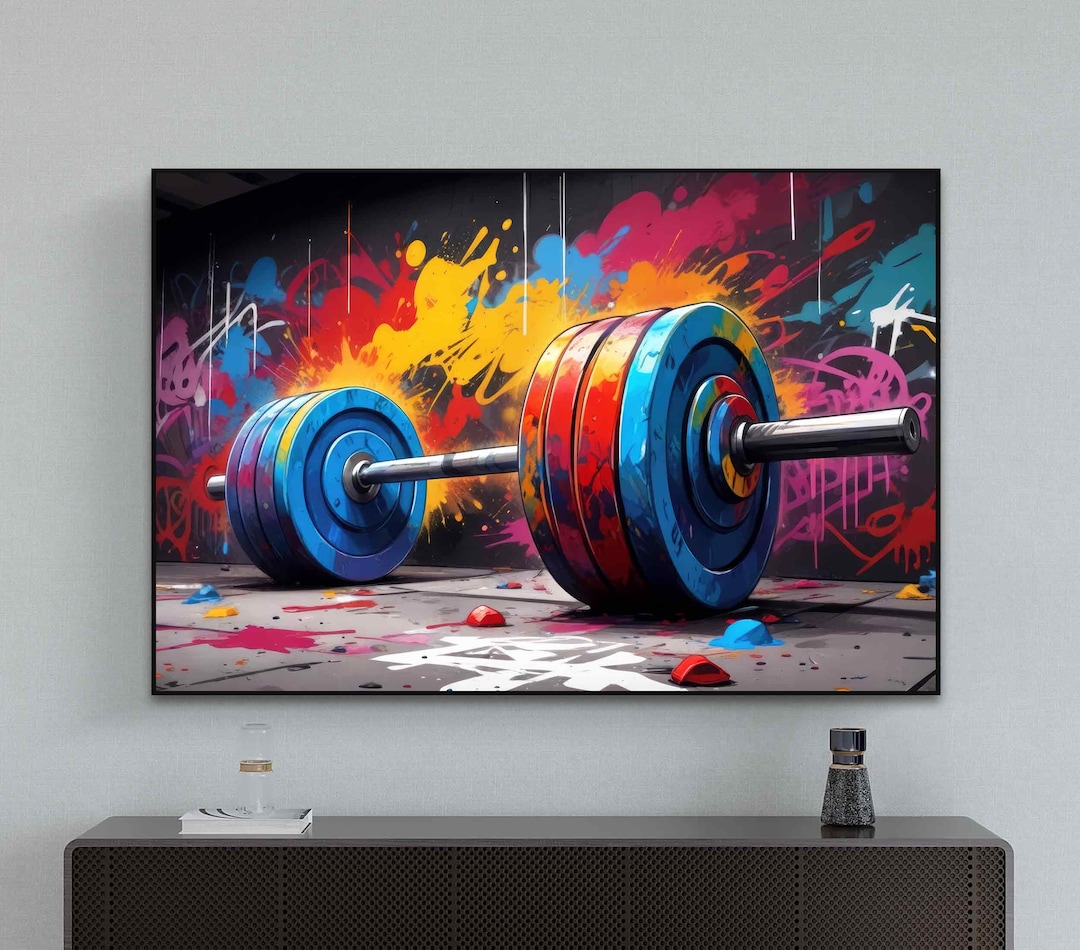 Colorful Dumbbell Canvas or Poster Print Vibrant Fitness Art for Gym ...