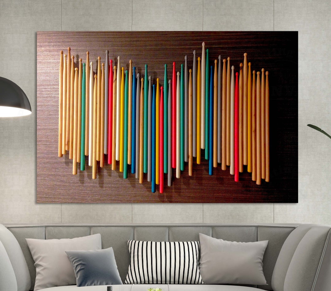 Music Wall Art Large Decor Print Color Drumstick Poster Set Music Lover ...