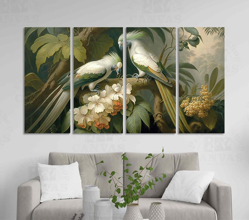 Tropical Paradise Print Wall Art Stunning Artwork of a Parrot in a Lush ...