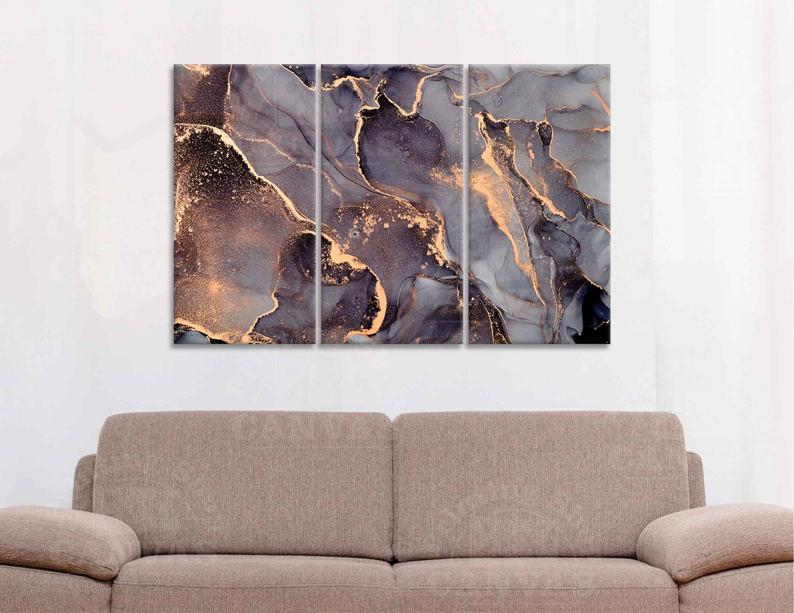 Gold and Gray Print Modern Abstract Fluid Poster Art Prints Gold Marble ...