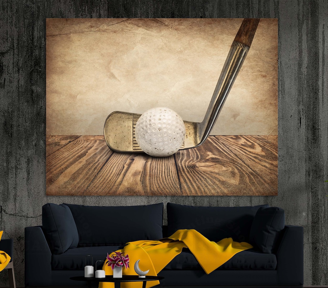 Golf Club Ball Wall Art Large Decor Vintage Sport Prints Sports Theme ...