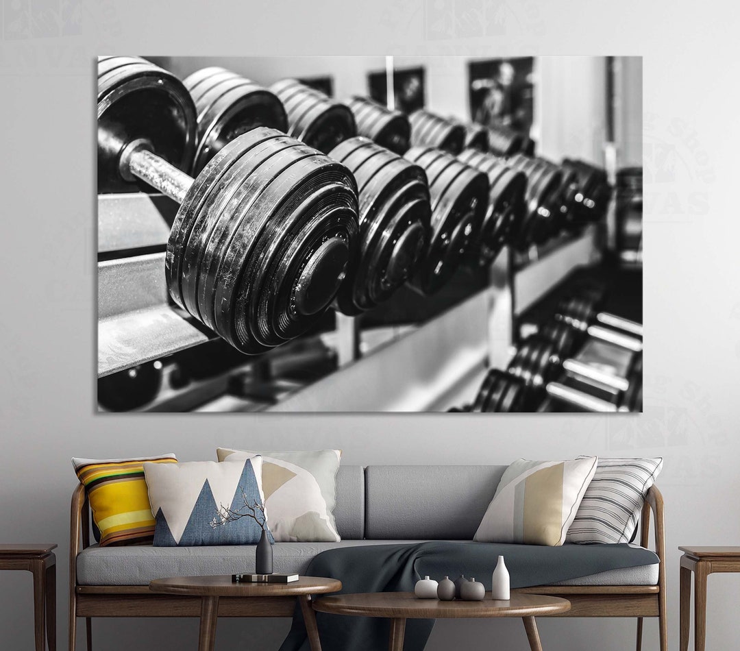 Dumbbell Gym Wall Art: Motivational Fitness Decor, Canvas or Poster - Etsy