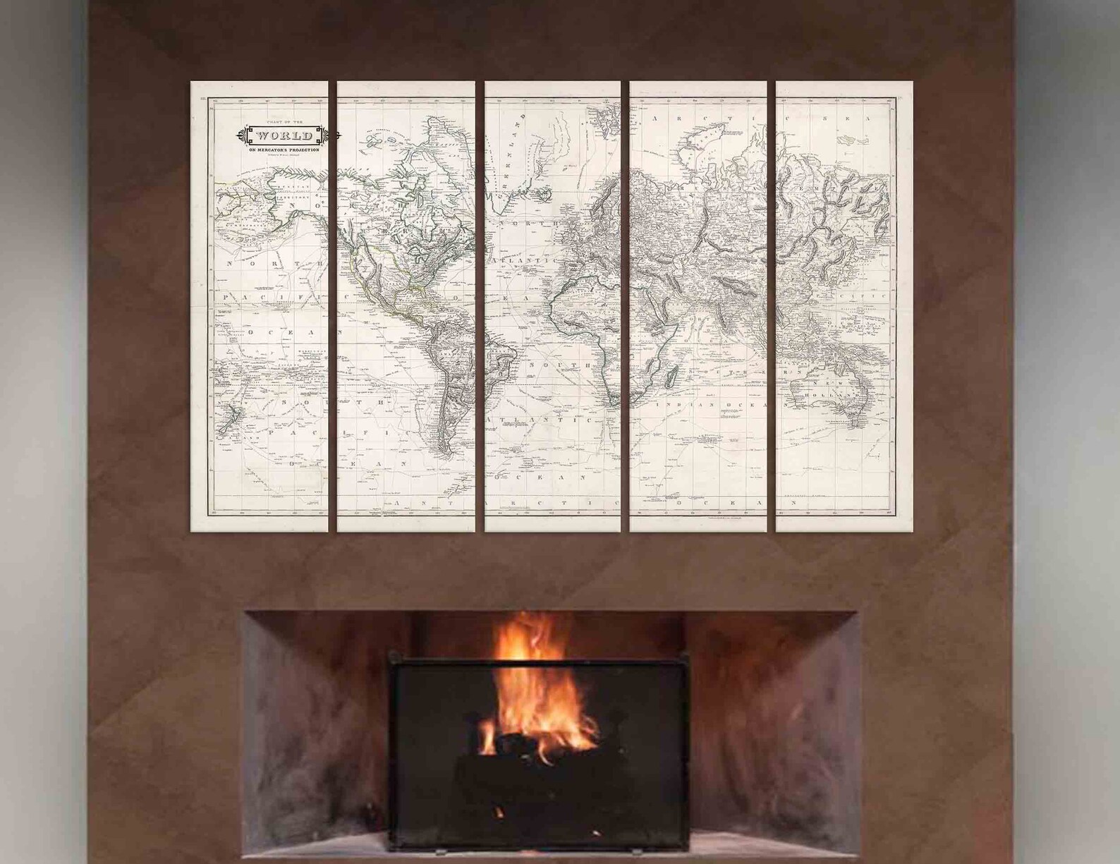 Old World Map Home & Office Decor Abstract World Map Brown - Etsy