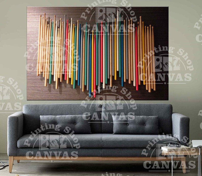 Music Wall Art Large Decor Print Color Drumstick Poster Set | Etsy
