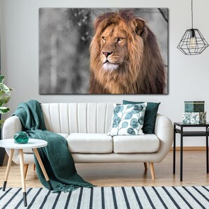 Lion canvas print Lion Wall Art Lion photo Animal wall art | Etsy