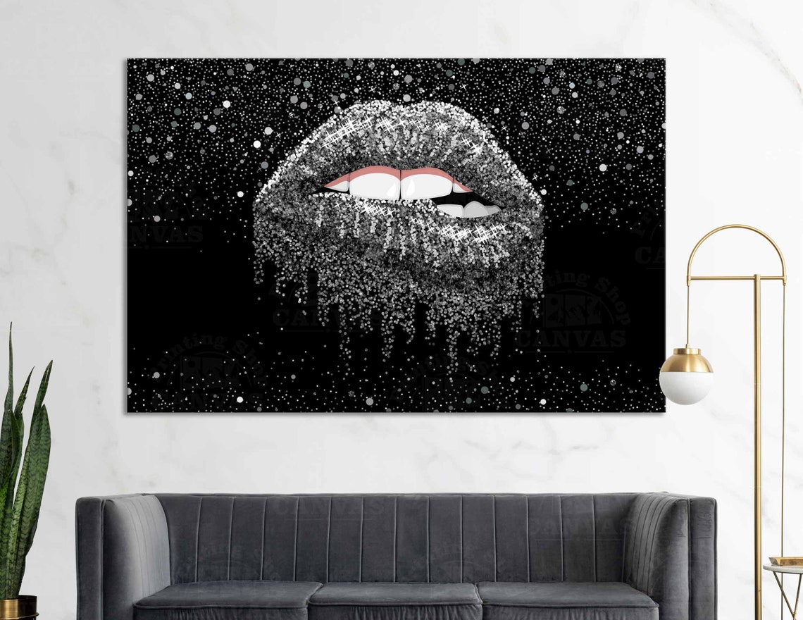 Pink Glitter Lips Glitter Lips Lip Art Fashion Wall Art | Etsy