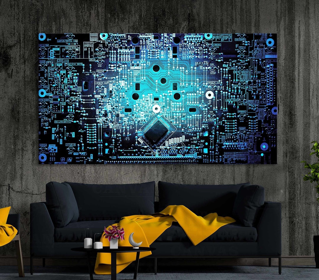 Motherboard Canvas or Paper Print Circuit Board Large Wall Art Computer ...