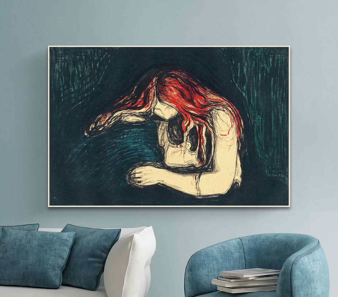 Vampire by Edvard Munch Canvas Print Dark Love Iconic Image, Wall Decor ...