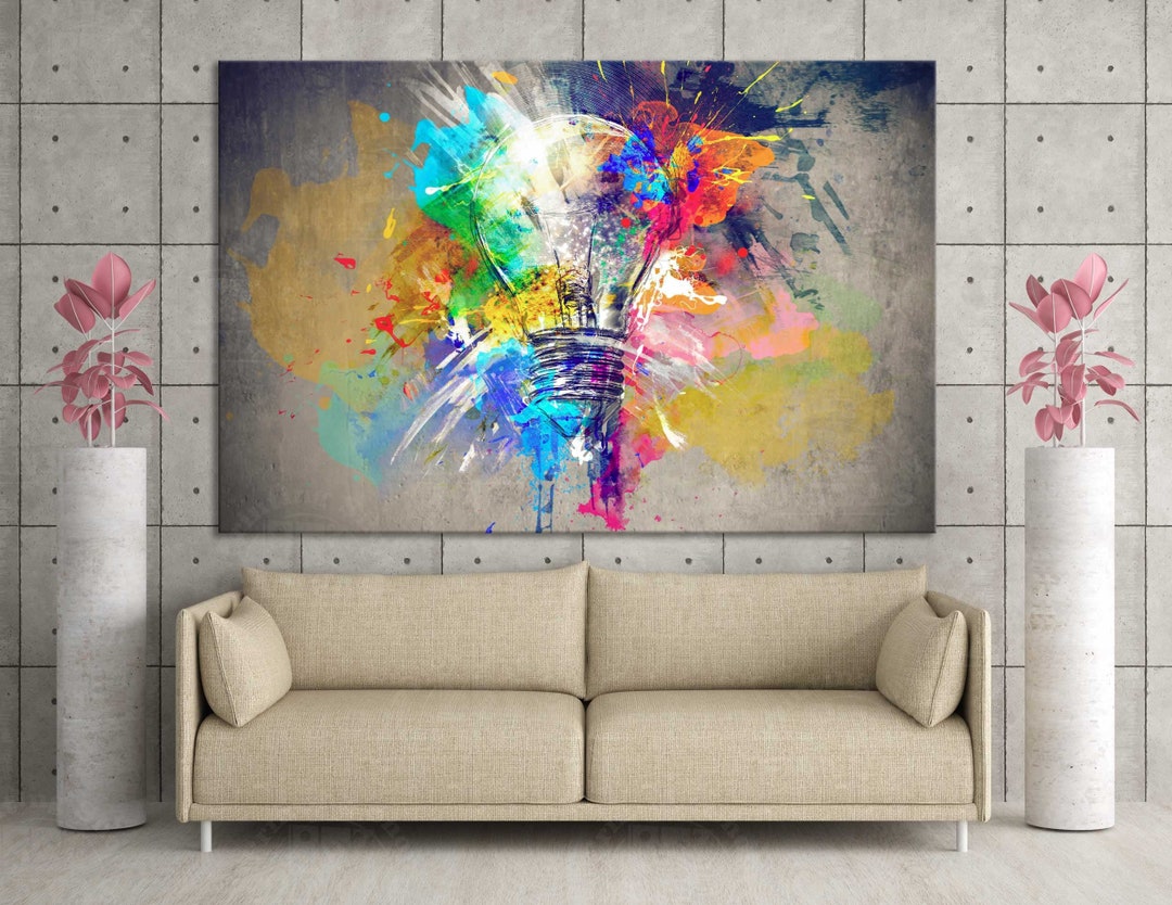 Light Bulb Canvas Print Modern Art Office Decor Abstract Living Room ...