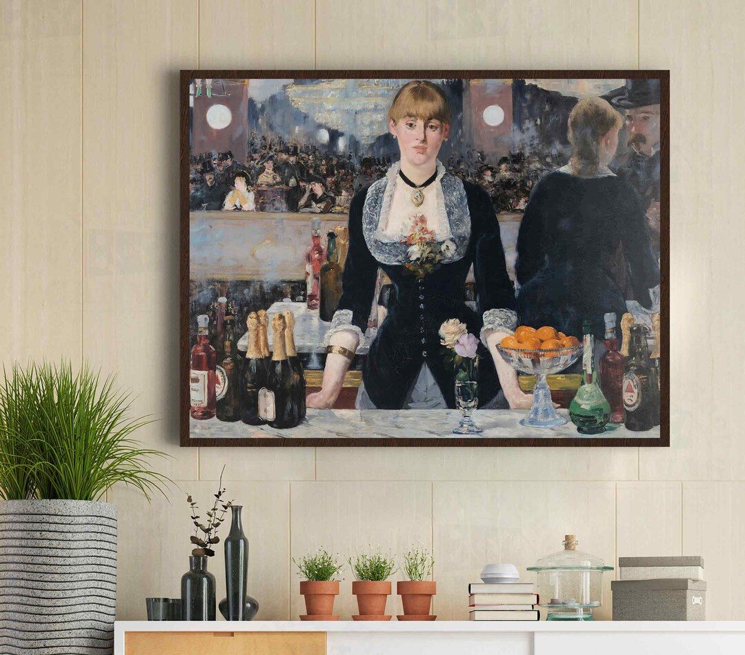 Edouard Manet Canvas French Print A Bar at the Folies Art Painting ...