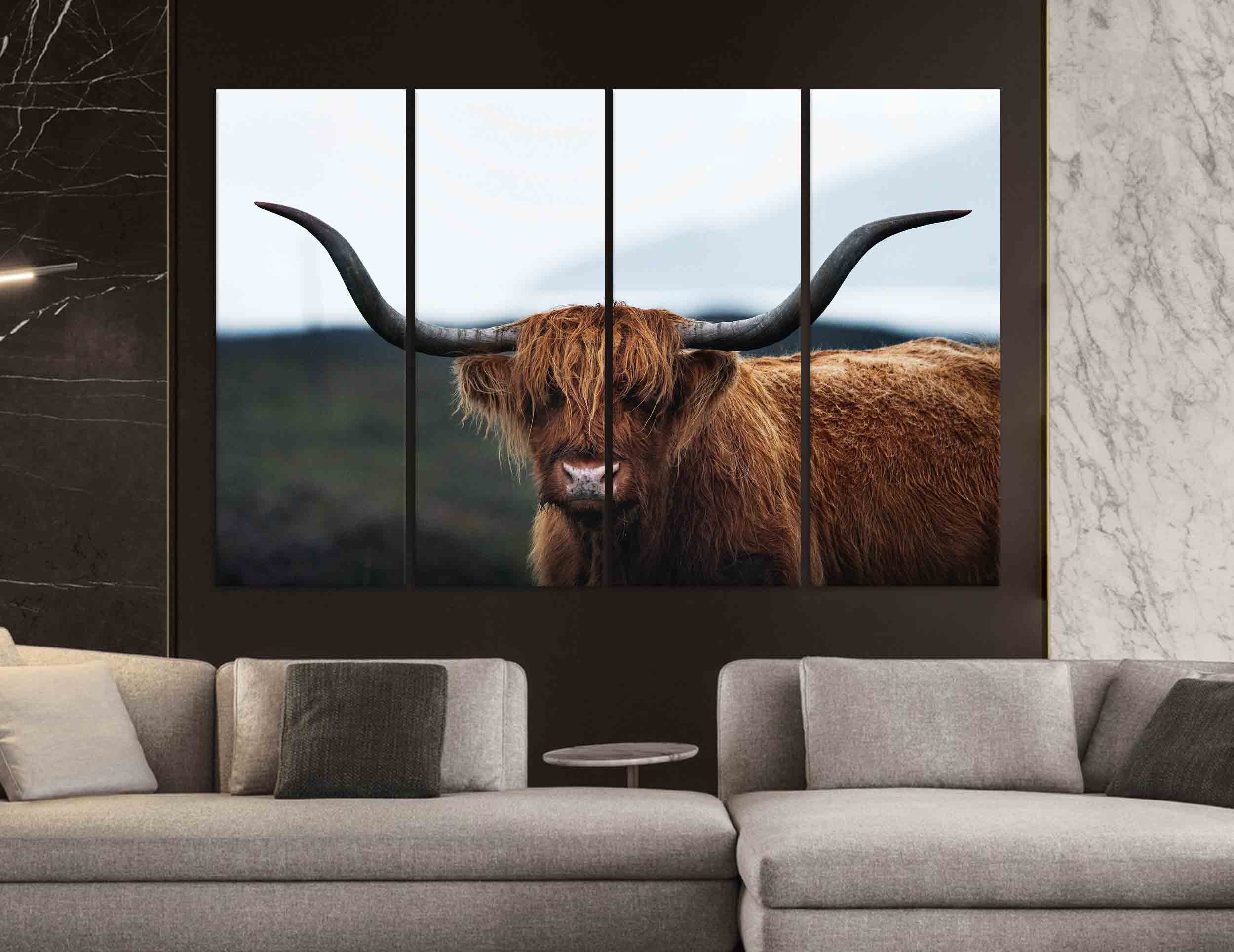 Cow Canvas Cow Print Scottish Highland Cattle Farm Animal - Etsy