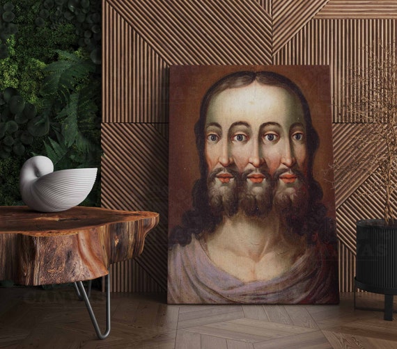 Three Faced Jesus Canvas Art Print Triple Jesus Christ - Etsy