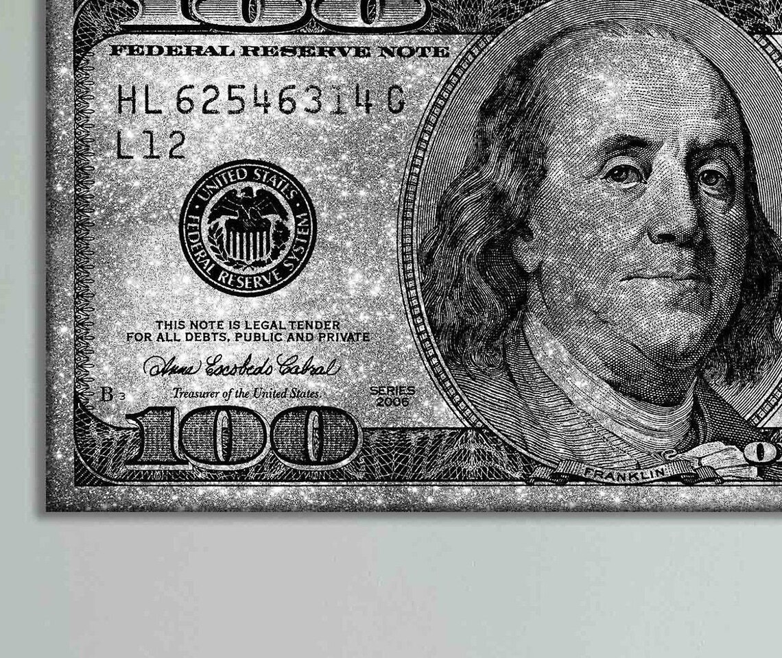 100 Dollars Bill Canvas Print Wall Art Classic 100 American - Etsy