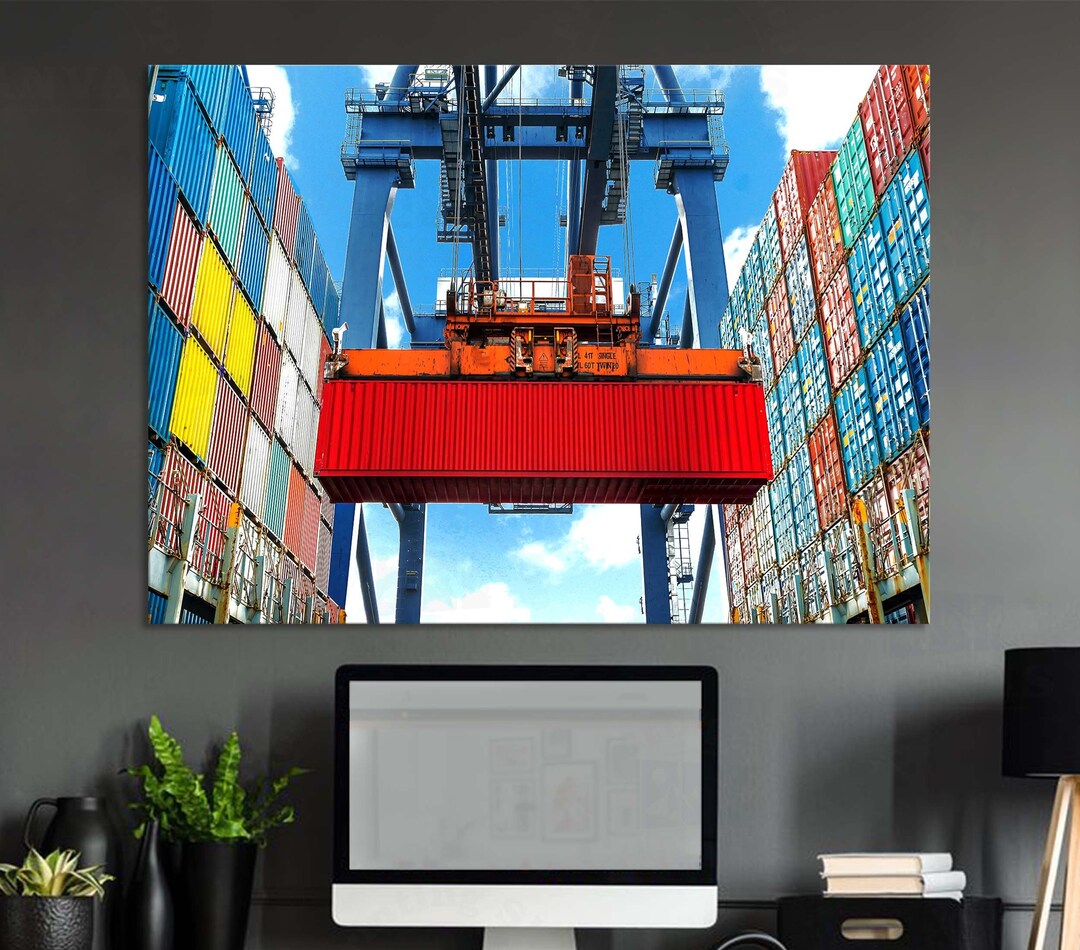 Shipping Containers Canvas Framed or Poster Print Business Industrial ...