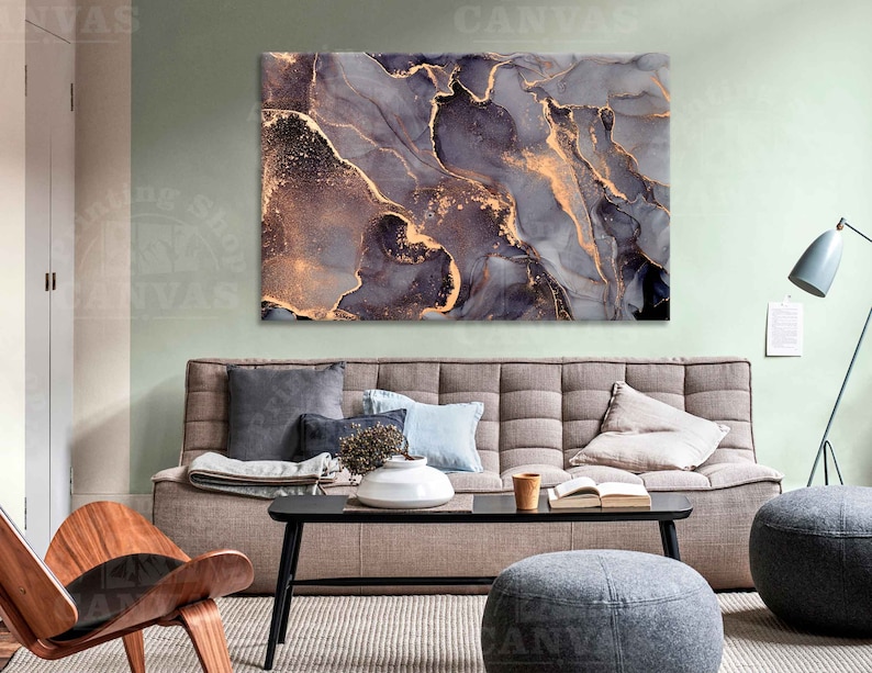 Gold and Gray Print Modern Abstract Fluid Poster Art Prints - Etsy