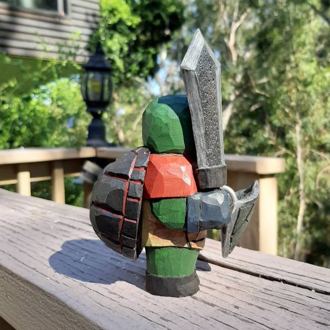 Turtle Knight Wood Carving Wooden Toy Tortoise Art Toy | Etsy