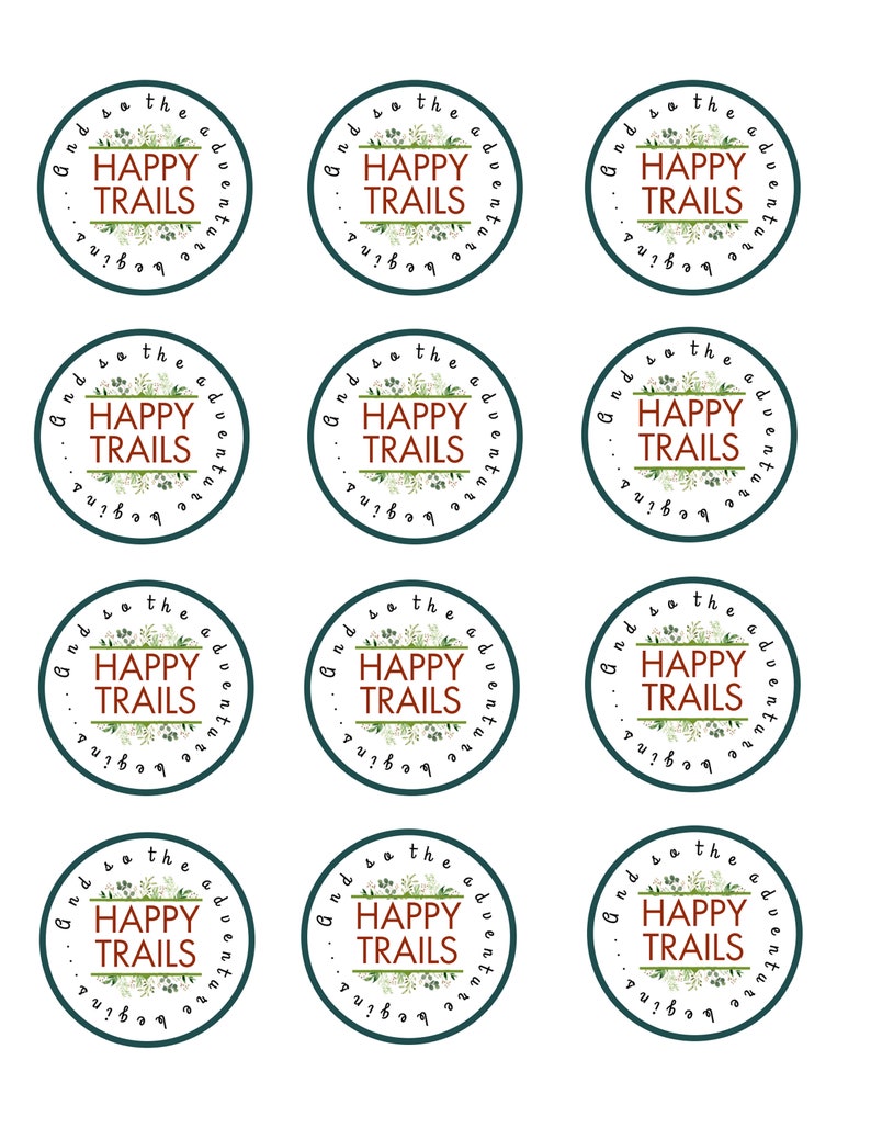 Happy Trails Gift Bag Trail Mix Baby Shower Tags Printable | Etsy
