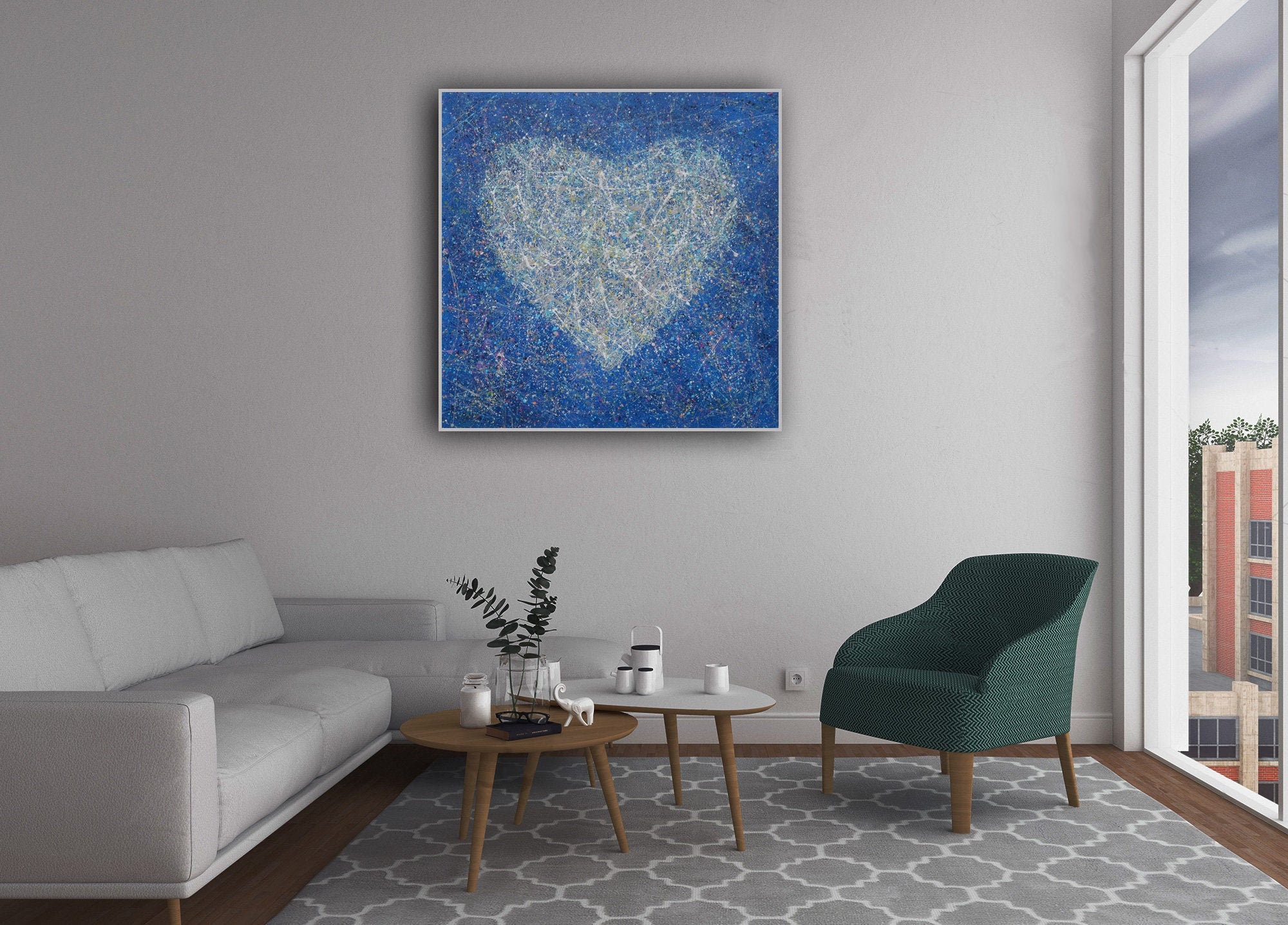 Heart Painting Jackson Pollock Style Home Wall Office Canvas - Etsy
