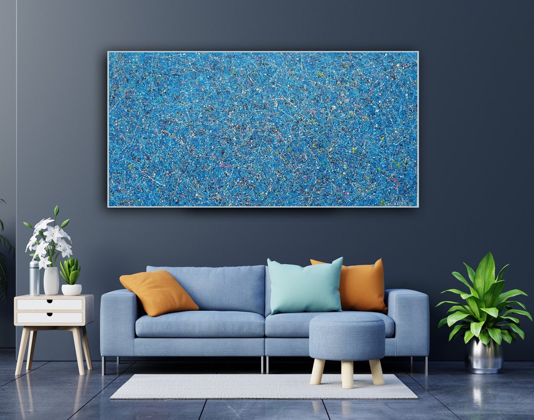 Abstract Painting Jackson Pollock Style, 36x72 Horizon Vertical Canvas ...