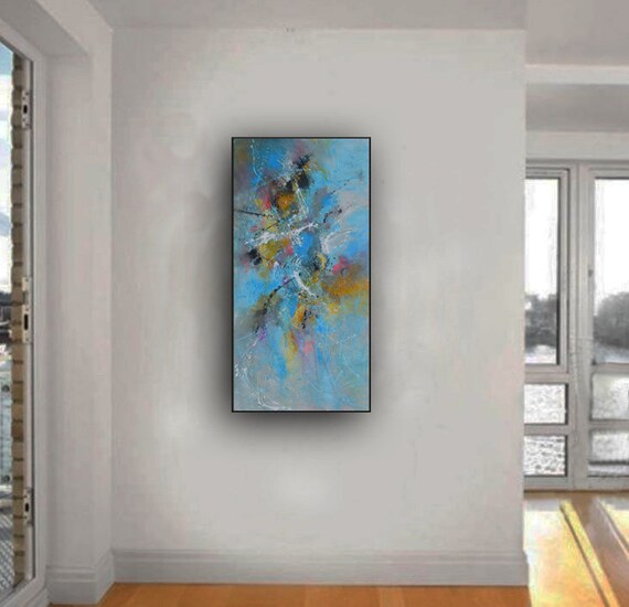 Wall Hangings Home & Living Home Décor blue ochre pink gold abstract ...