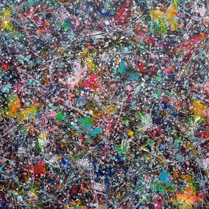 Vertical Large Abstract Painting Pollock Art Style, Home Wall Canvas ...