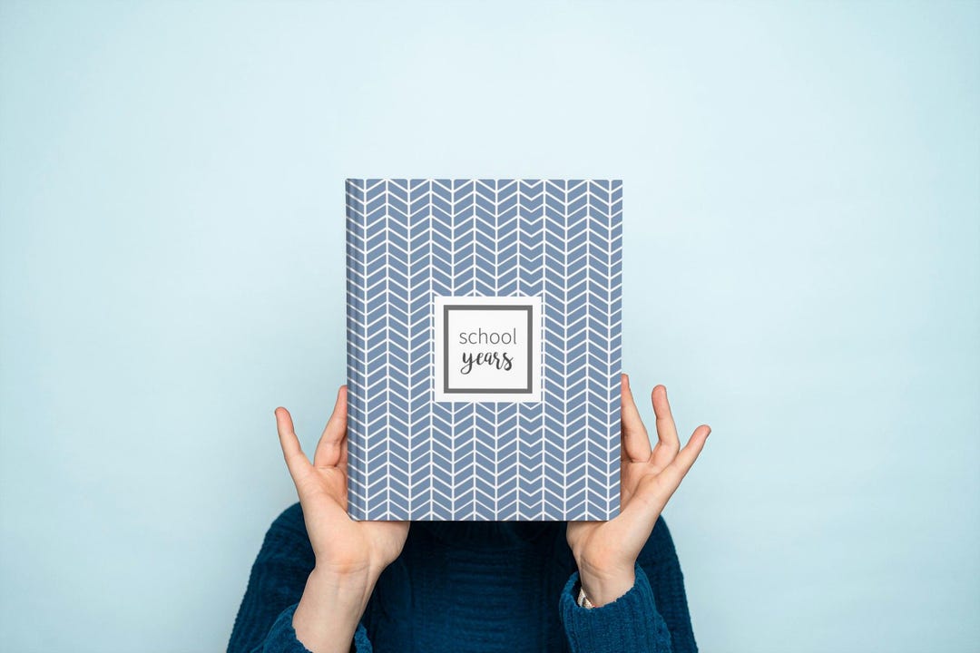 Blue Chevron School Memory Book | School Album, School Keepsake Book - Etsy