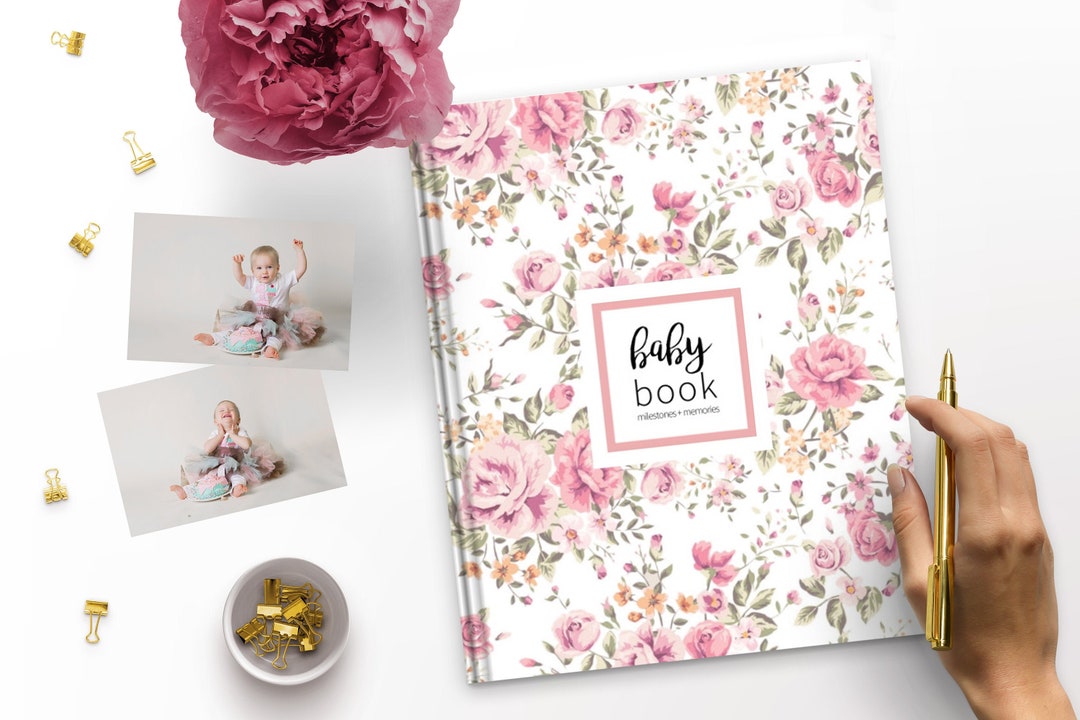 Rose Floral Baby Book | Keepsake Book for Baby Girl, Baby Book First ...