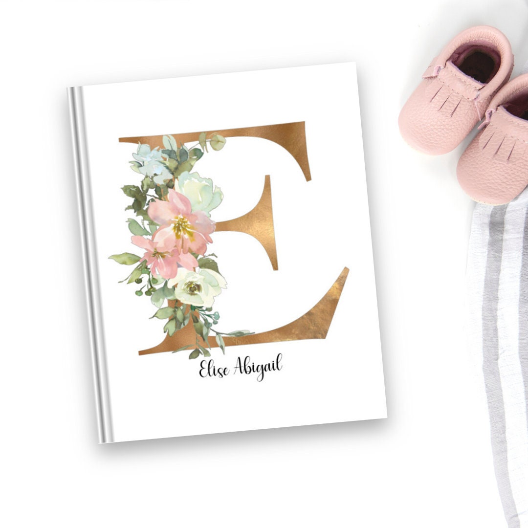 Floral Monogram Baby Book | Personalized Baby Book, New Baby Gift, Book ...