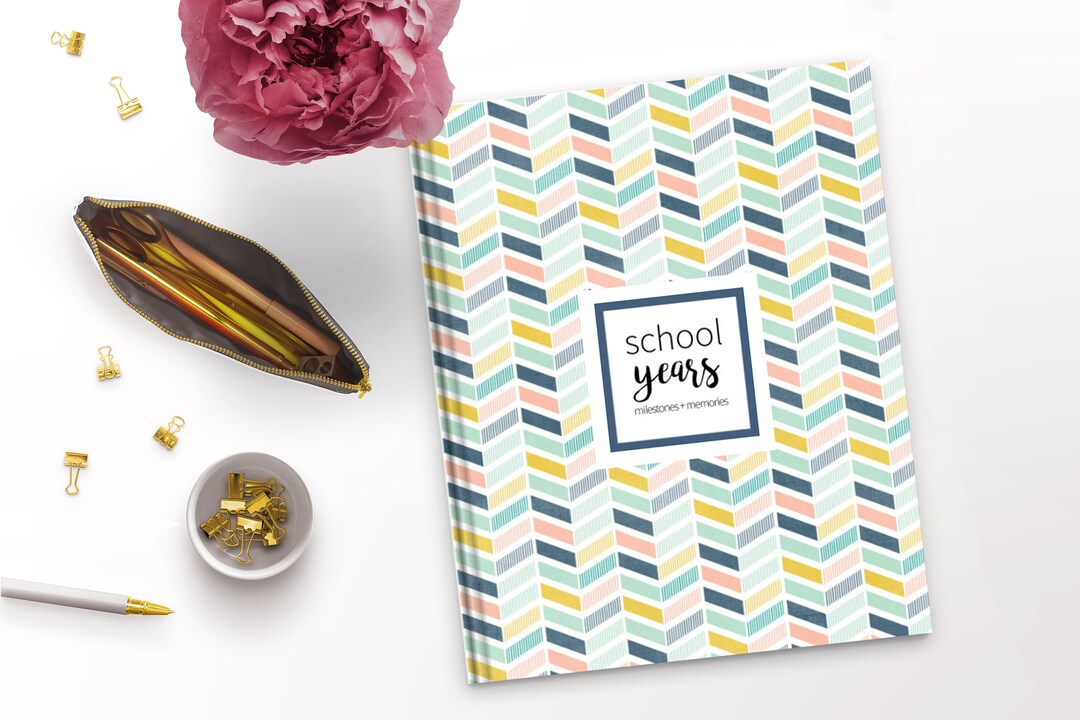 Chevron School Memory Book | School Album, Back to School, First Day of ...