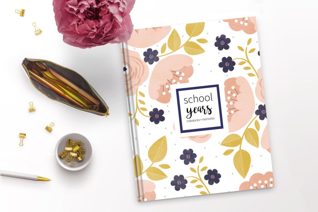 Modern Floral School Memory Book | School Album, Back to School, First ...