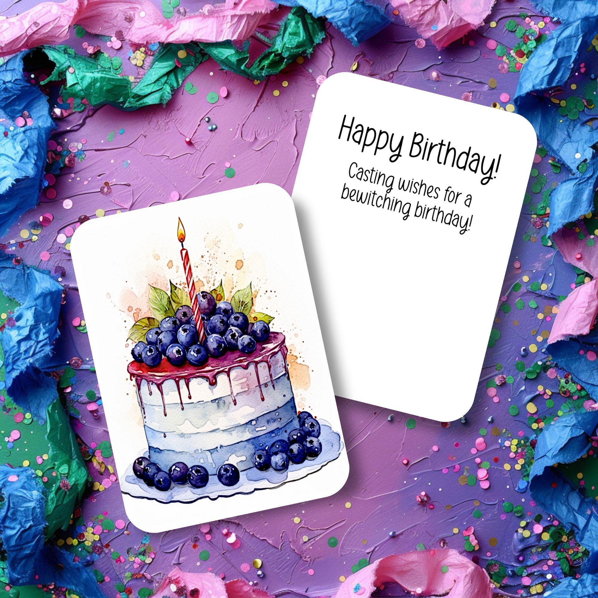 Happy Birthday Greeting Card Pack Magical Witchy Themed Postcard Bundle ...