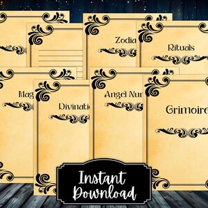 Book of Shadows Divider Printable Page Set Grimoire Title Digital ...