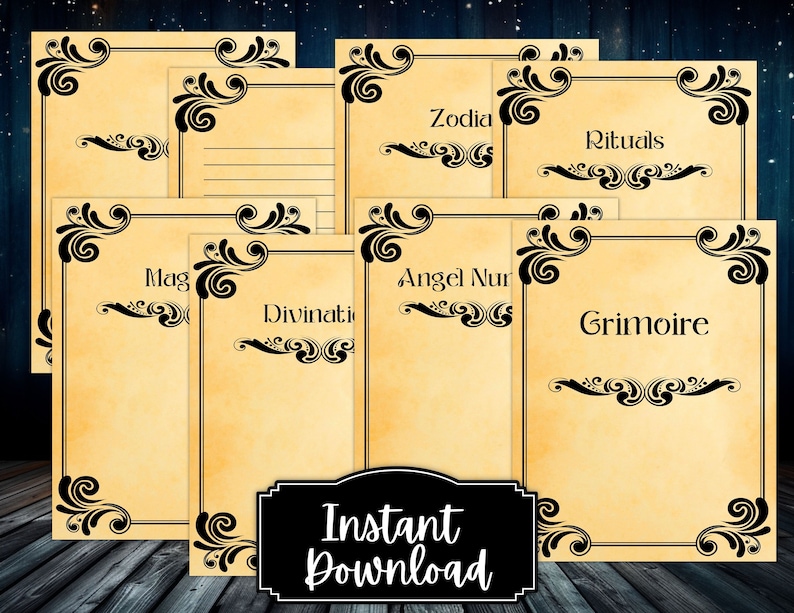 Book of Shadows Divider Printable Page Set Grimoire Title Digital ...