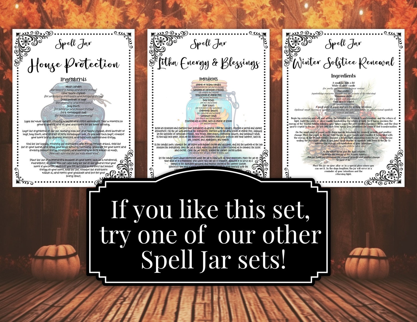 Autumn Spell Jar Bundle Printable Book of Shadows Pages Seasonal Magick ...