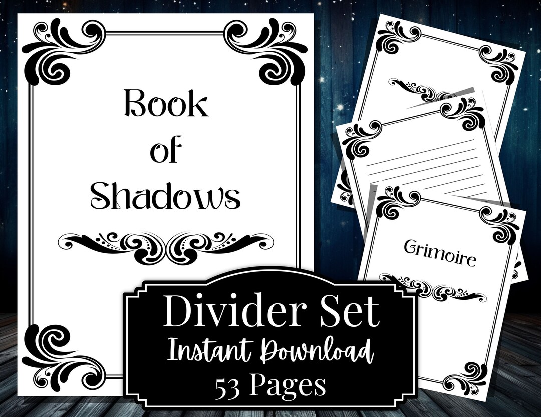 Book of Shadows Divider Printable Page Set Grimoire Title Digital ...