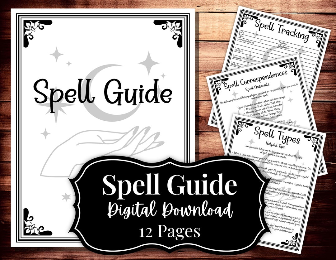 Spell Guide Printable Set Spellwork Digital Download Page Worksheet ...