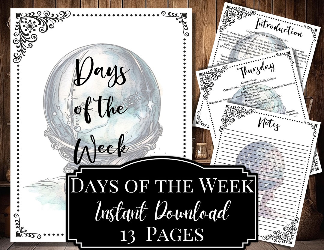 Days of the Week Correspondence Set Week Daily Correspondences Quick ...