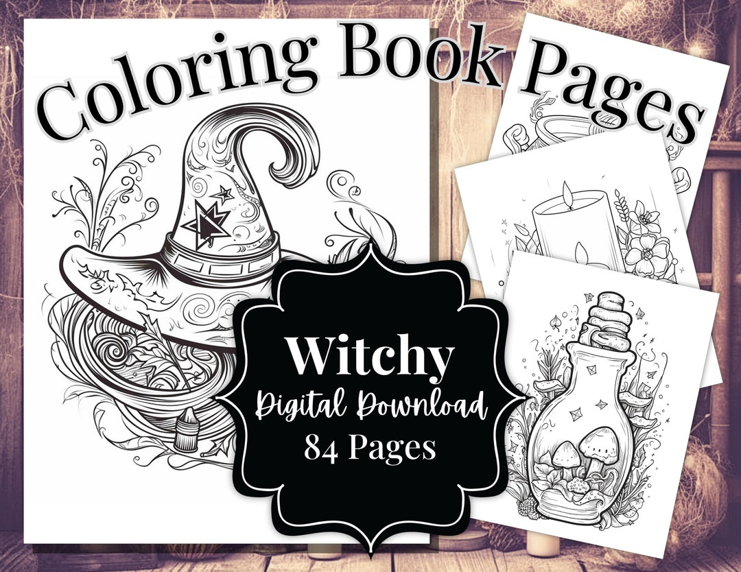 Witchy Coloring Book Printable Page Set - Etsy