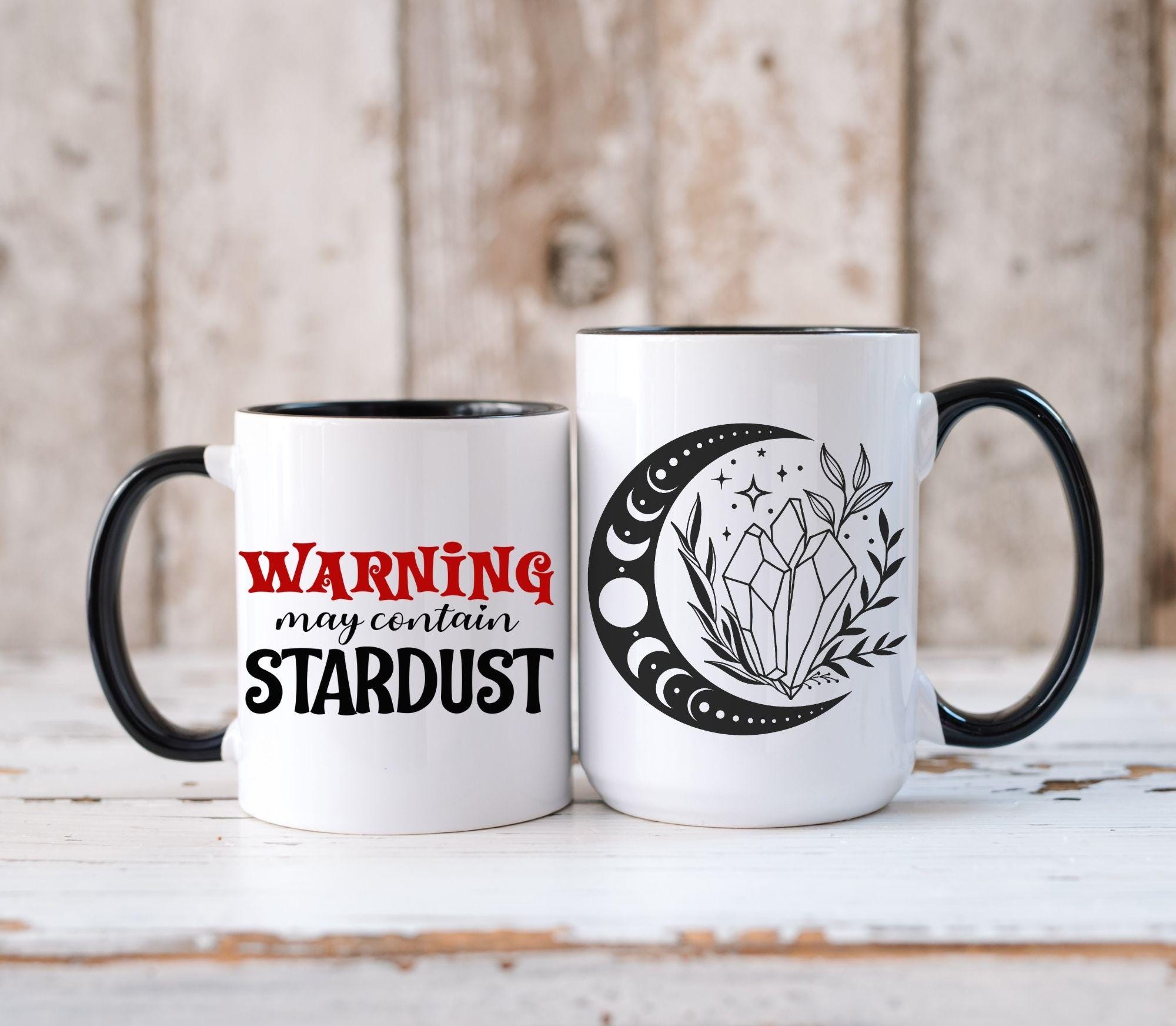 Moon Stardust Coffee Mug Black Stardust Quote Mug Gift for Moon Lovers ...