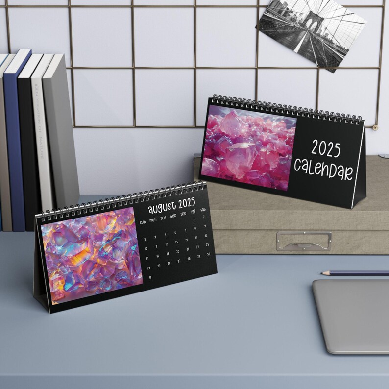 2025 Wall Calendar Gemstone Themed Black Crystals Desktop Calendar - Etsy